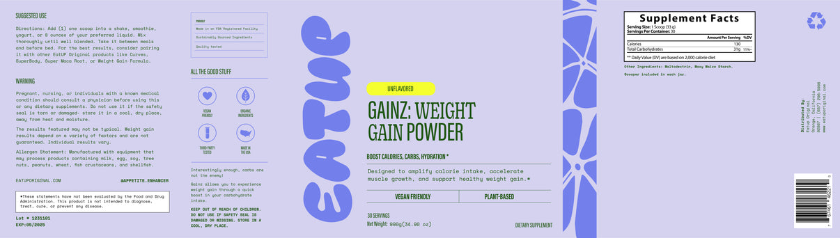 Weight Gain Powders - Gainz - Eatuporiginal.com